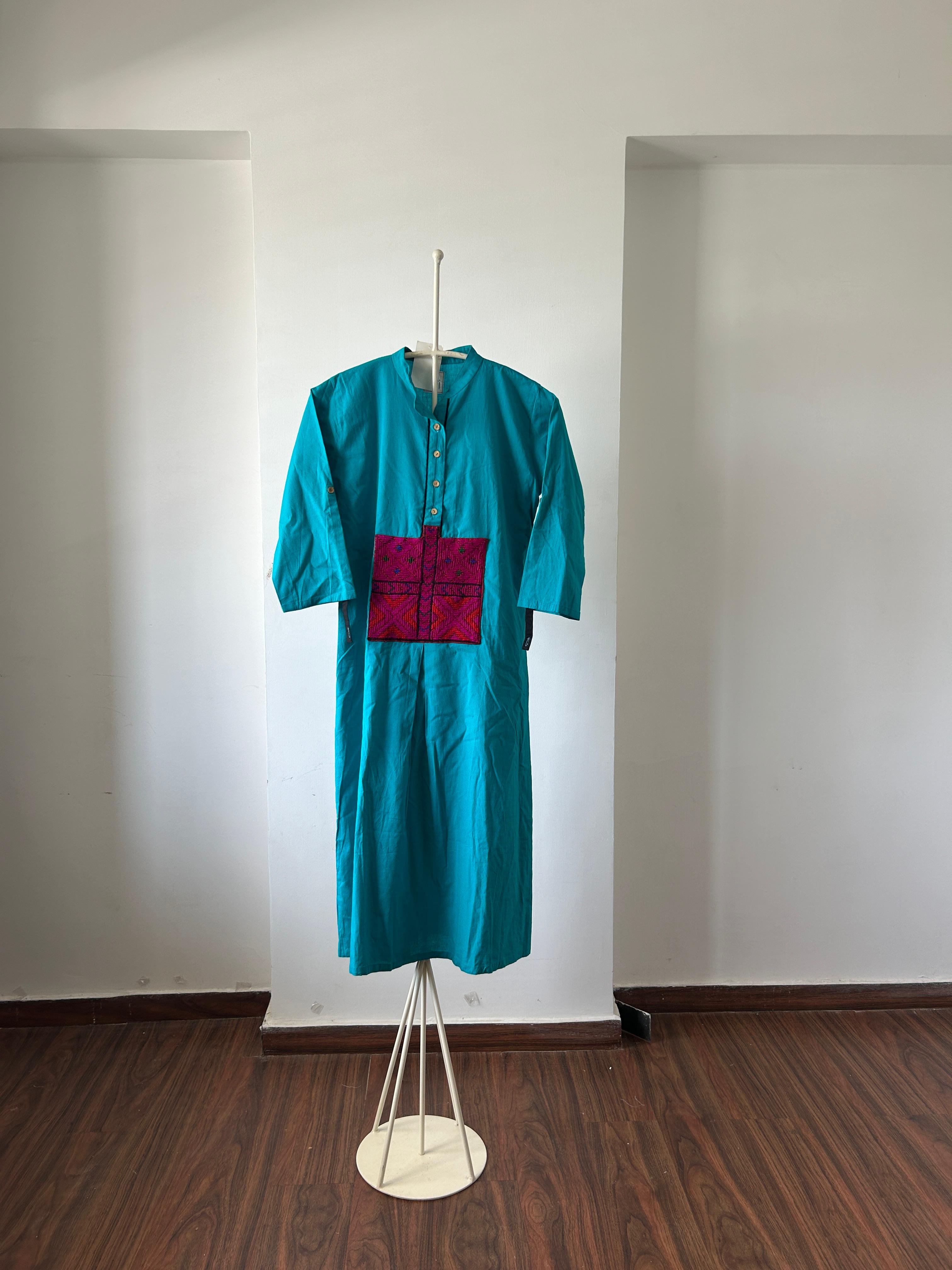 Turquiose Patch Work Kurta – Silai Studio
