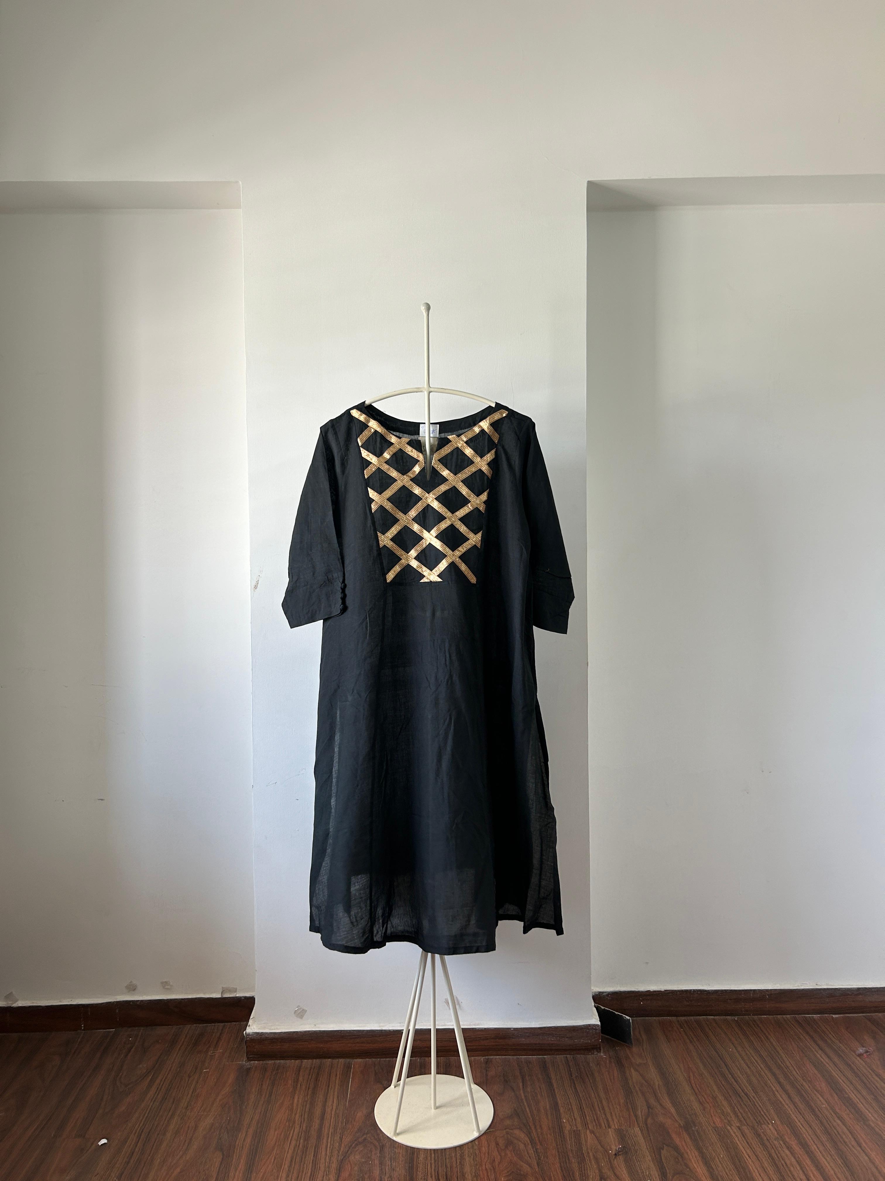 Black Kurti With Gota Checks – Silai Studio