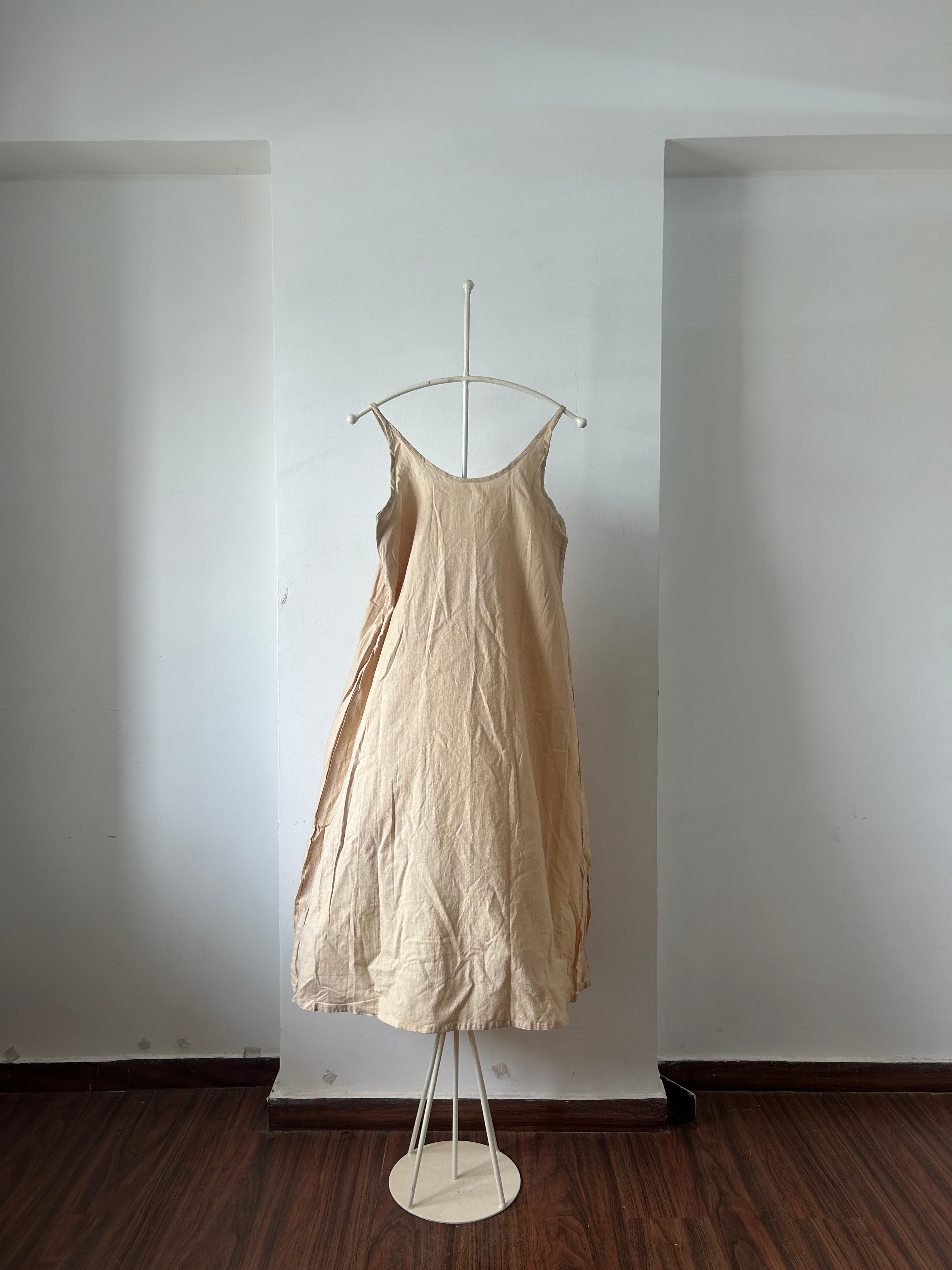 MulMul Beige Slip Dress – Silai Studio