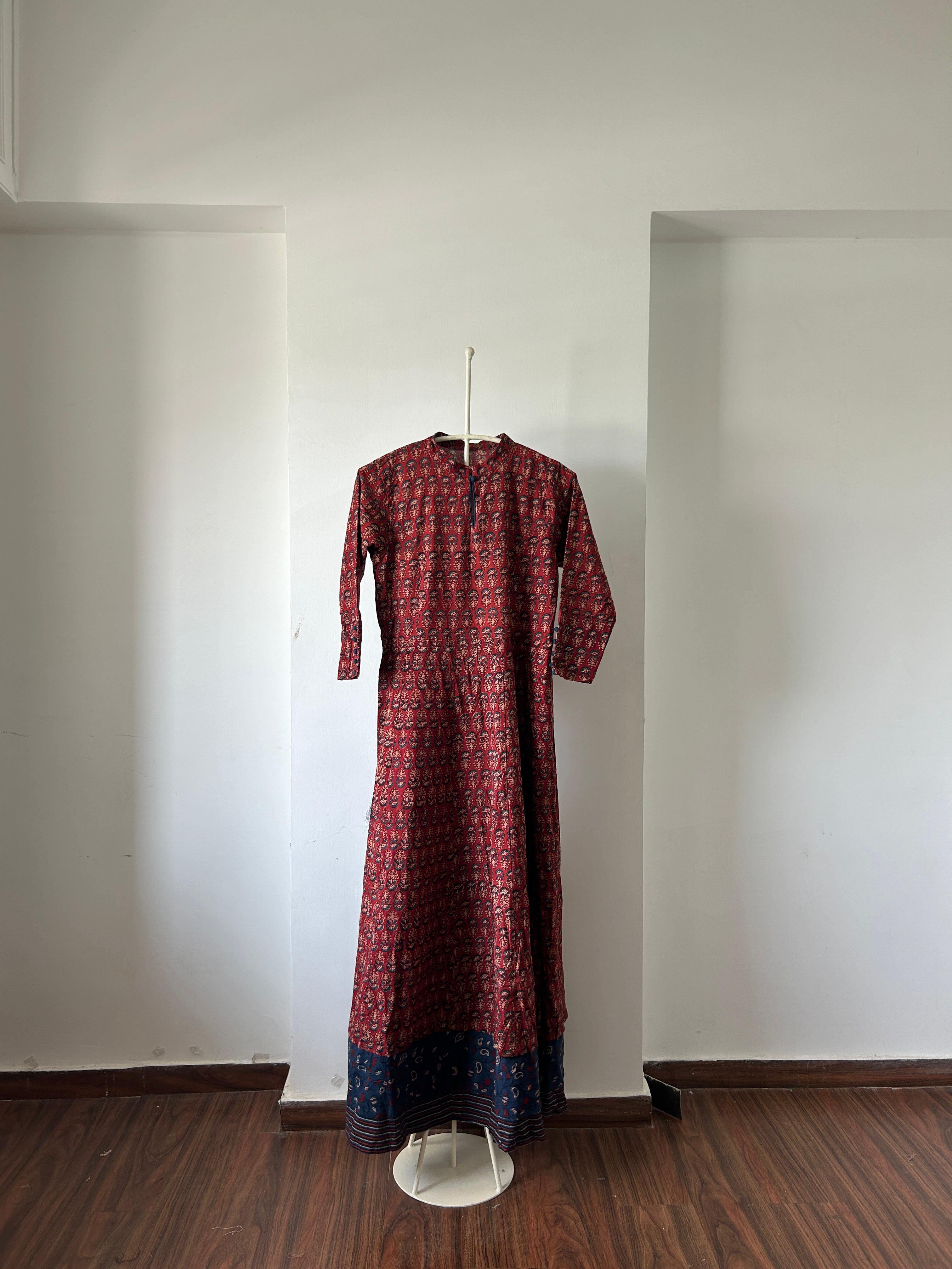 All over Printed Anarkali with Double Layered Border – Silai Studio