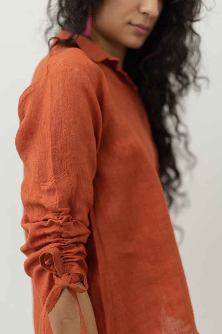 Ginger Orange Linen Co-ord – Silai Studio