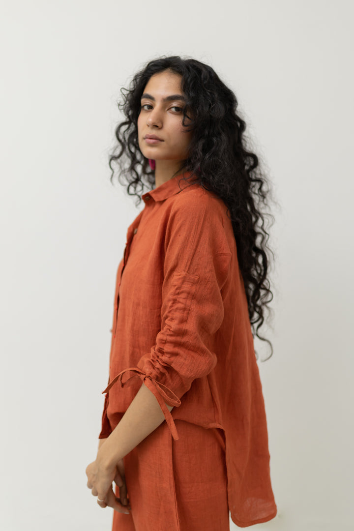 Ginger Orange Linen Co-ord – Silai Studio