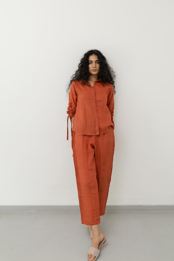 Ginger Orange Linen Co-ord – Silai Studio
