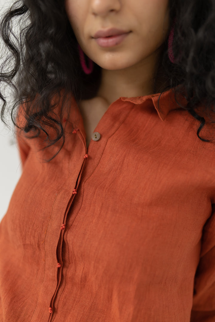 Ginger Orange Linen Co-ord – Silai Studio